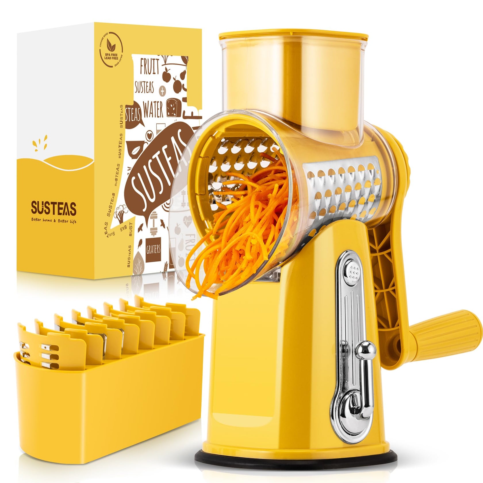 Rotary Vegetable & Cheese Grater with Suction Base – SUSTEAS